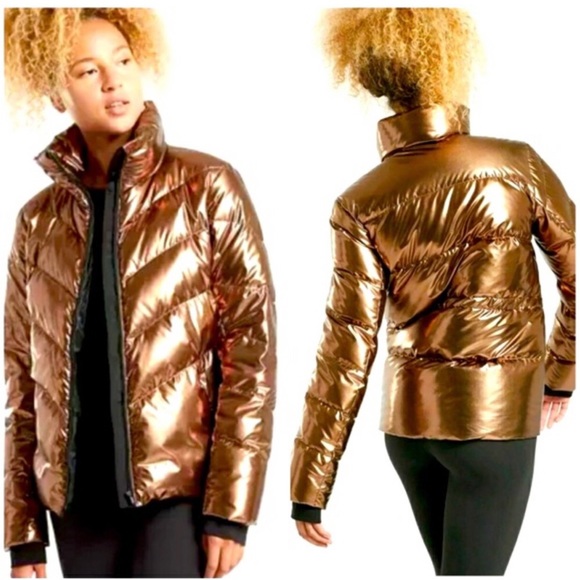 Athleta | Jackets & Coats | Athleta Lofty Metallic Down Puffer Jacket | Poshmark